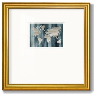 Navy World MapPremium Framed Print - Bed Bath & Beyond - 37894408