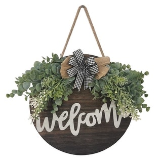 Welcome Wreaths Sign Hanging Wall Decor Front Door, Outdoor - Bed Bath ...