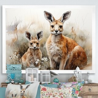 Designart "Minimalism Kangaroo Portrait I" Animals Kangaroo Framed Wall ...