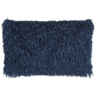 Long Navy Shag Throw Pillow - Bed Bath & Beyond - 39520560