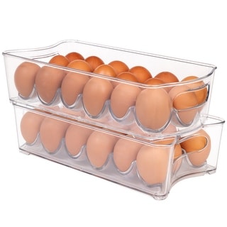 Smart Design Stackable Refrigerator Egg Storage Bin with Handle - 18 ...