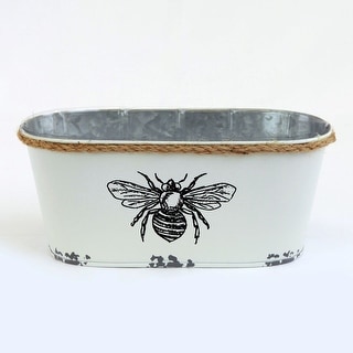White Metal With Bee Design Planter - Bed Bath & Beyond - 36882309