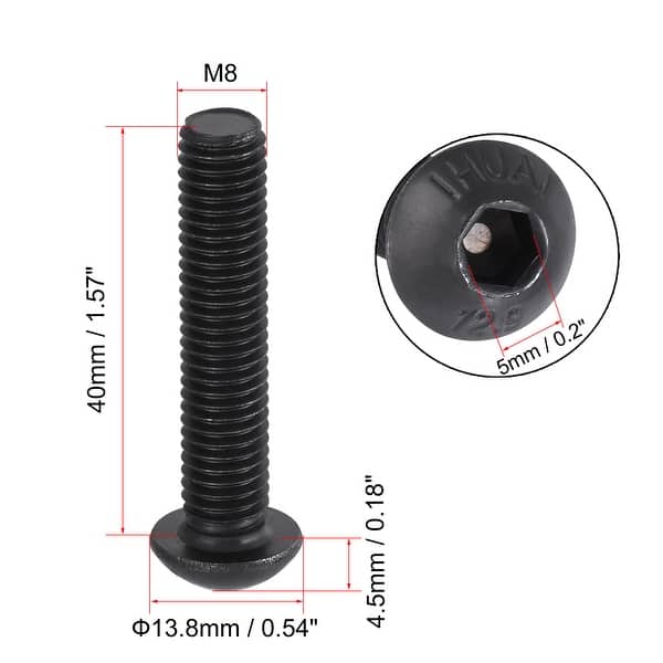 M8x40mm Hex Socket Button Head Cap Bolts Screws Stainless Steel 25pcs ...