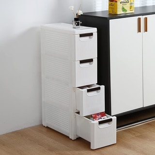 Slim Rolling Storage Drawer Cart on Wheels Narrow Pantry Cabinet Drawer ...