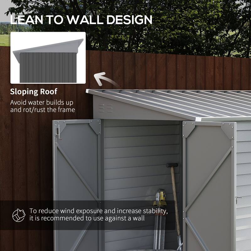 Outsunny 5' x 9' Steel Outdoor Storage Shed, Lean to Shed, Metal Tool ...