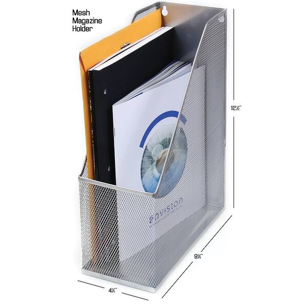 Ybm Home Silver Mesh Steel Magazine Rack, Extra Wide Wall mount Hanging ...