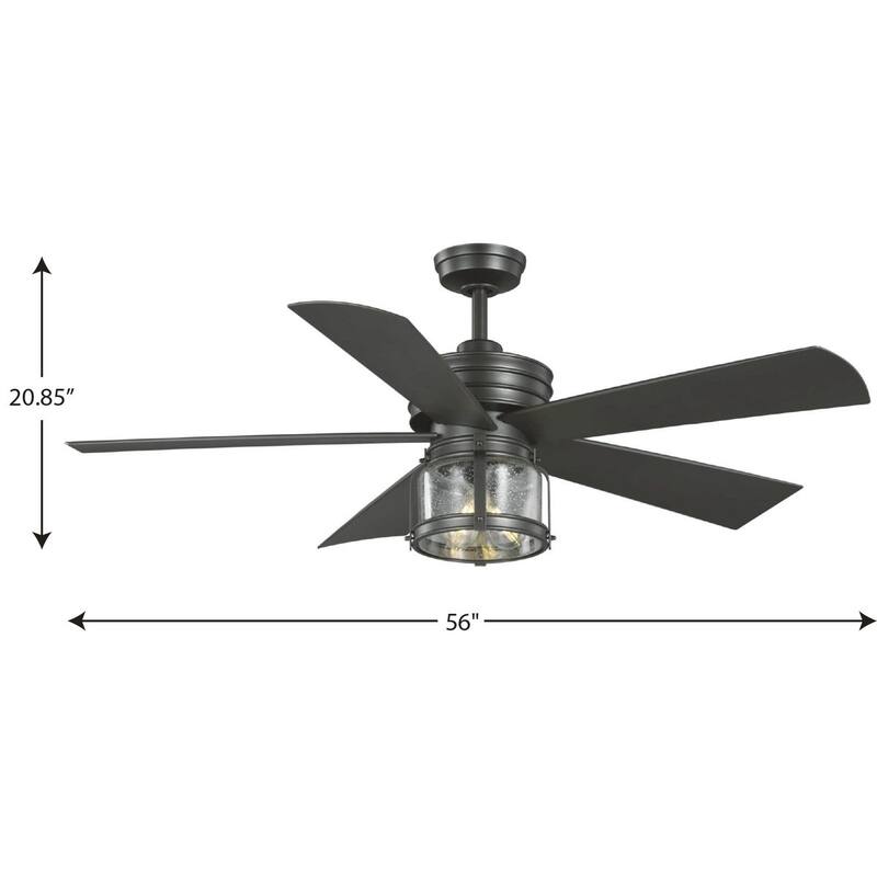 Midvale Collection 5-Blade Blistered Iron 56-Inch AC Motor 2-Light ...