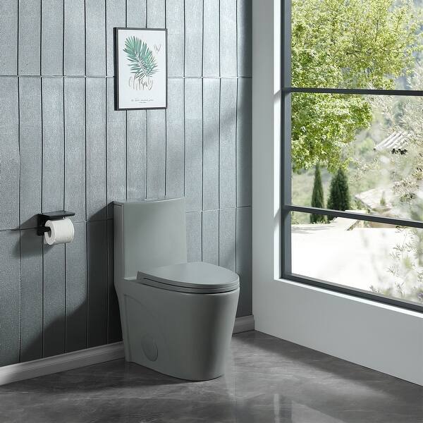 Dual Flush 1-Piece Elongated Toilet with Soft-Close Seat - Bed Bath ...