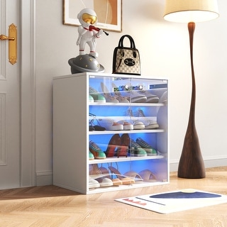 Smart RGB LED Light Shoe Box with Glass Door, White - Bed Bath & Beyond ...