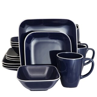 Gibson Home Modern Glossed 16-Piece Dinnerware Set in Cobalt - Bed Bath ...