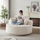 55"L Corduroy Foam Single Swivel Chair, Fluffy Modern Sleeper, 360 ...