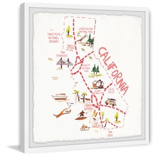 'California Illustrated Map' Framed Painting Print - Bed Bath & Beyond ...