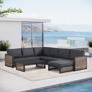 Cadora Teak 5 - Person Outdoor Sectional Seating Group- Left Hand ...