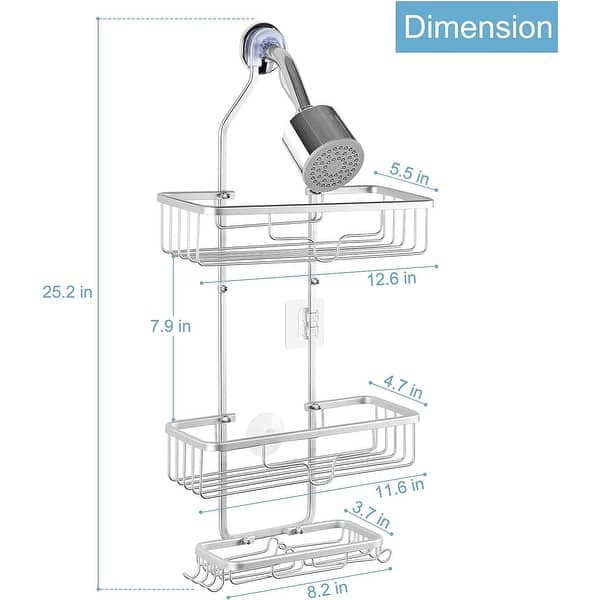 3 Tier Shower Racks with Hooks and Shampoo Soap Razor Holder - Bed Bath ...