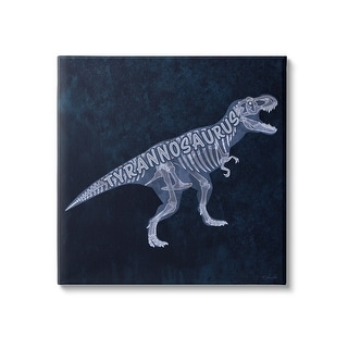 Stupell Blue T-Rex Skeleton Canvas Wall Art Design by Lauren Rader ...