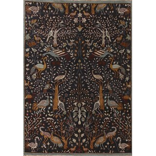 Animal Pictorial Tabriz Indian Area Rug Hand-Knotted Wool Carpet - 7'9 ...