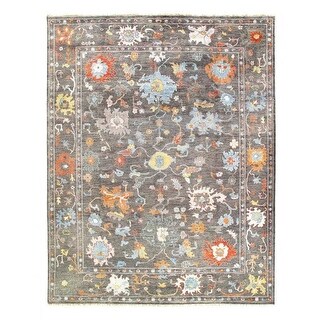Canvello Fine Hand Knotted Oushak Design Rug - 9'2''X 11'9'' - Navy ...