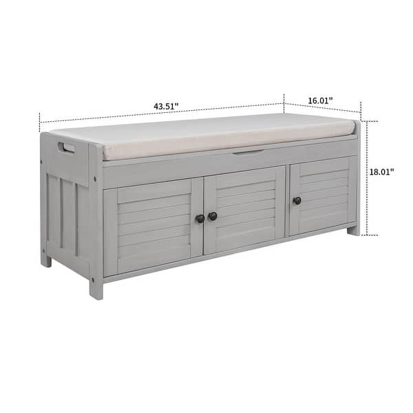 Classic Modern Storage Bench with Two Cabinets and Flip-Top Storage ...