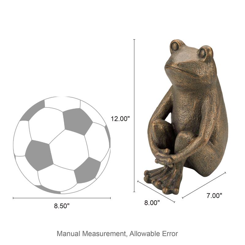Glitzhome 12''H Resin Bronze Sitting Frog Statue Outdoor Garden ...