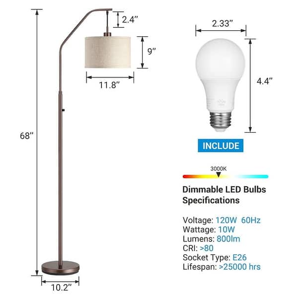 Modern Arched Floor Lamp Standing Corner Reading Light for Living Room ...