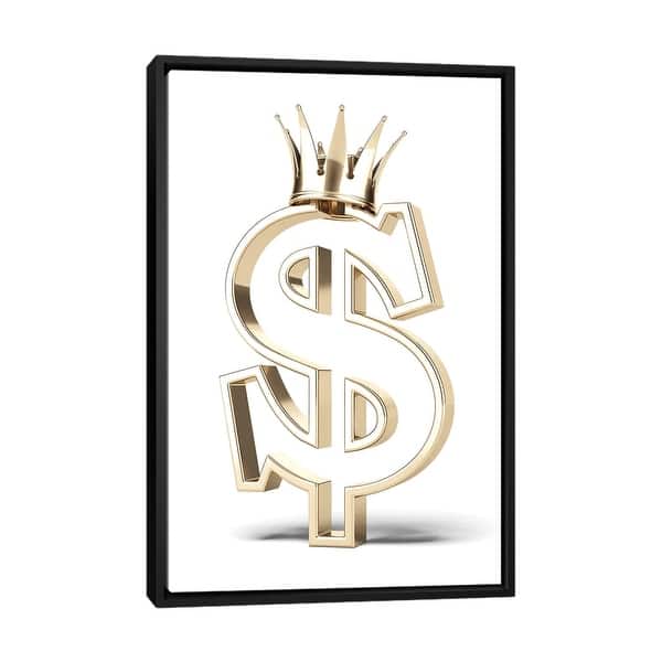 iCanvas "Gold Dollar Sign With Crown" by ekostsov Framed Canvas Print ...
