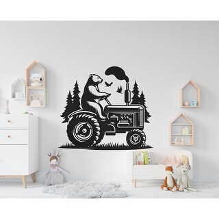 Bear on Tractor Wall Decor Bear Farm Tractor Wall Art Gym Wall Decals ...