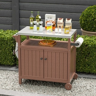 Barbecue/Grill Side Table Trolley, Outdoor Prep Dining Table Serving ...