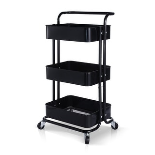 3-Tier Metal Rolling Utility Cart, Heavy Duty Craft Cart with Wheels ...