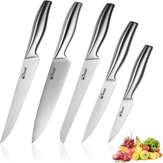 5 Piece Knife Set, Professional Chef Knife Set, Silver - Bed Bath ...