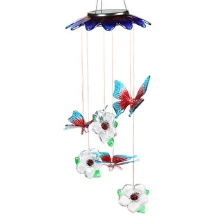 Exhart Solar Butterflies and Flowers Hanging Mobile with 6 Color ...