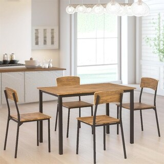 Dining Table Set with Rectangular Kitchen Table and Chairs(Set of 5 ...