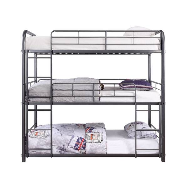 Industrial and Contemporary Metal Tube Bunk Bed - Triple Twin Bed with ...