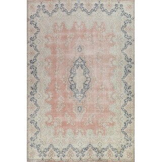 Traditional Muted Distressed Kerman Persian Wool Area Rug Hand-knotted ...