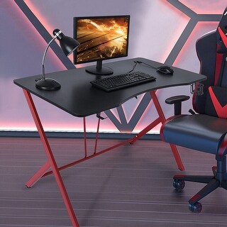 47.2" Gaming Desk Home Office Computer Table Black Red - Bed Bath ...