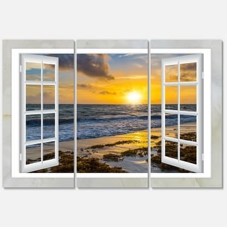 Designart - Open Window to Bright Yellow Sunset - Modern Seascape ...