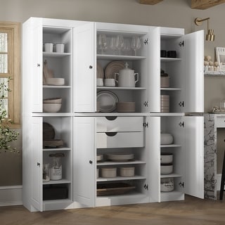 Palace Imports 100% Solid Wood Tall Raised Panel Pantry Cabinet with 2 ...