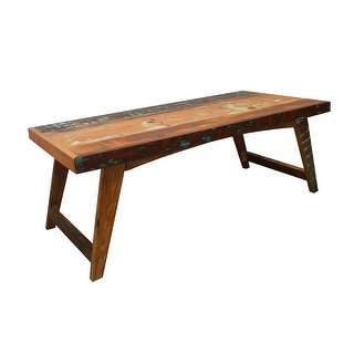 Rectangular Handcrafted Wooden Coffee Table with Slanted Tapered Legs ...