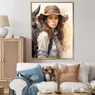 Designart "Cowgirl Saddle Up Cowgirl" Cowgirls Framed Wall Art Prints ...