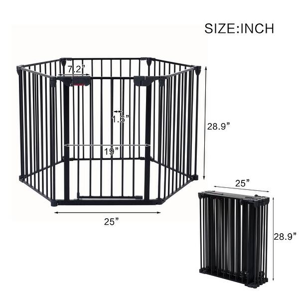 152" Adjustable Safety Gate 6 Panel Play Yard Metal Doorways Fireplace ...