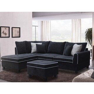 Fabric Left-Facing Chaise Sectional Sofa with Storage Ottoman - Bed ...