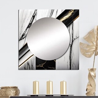 Designart "Abstract Geode Geometric Marble Grey I" Abstract Marble Wall ...