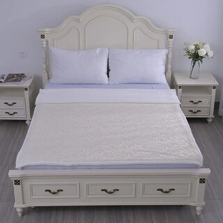 HOMESMART Gray Embossed Short Plush with White Sherpa Double Layer ...