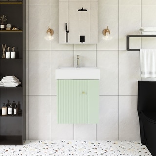 22 inch MDF Wall-Mounted Bathroom Vanity Set with Integrated Ceramic ...