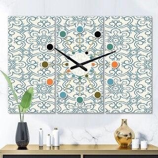 Designart 'Floral Retro Pattern IV' Oversized Mid-Century wall clock ...