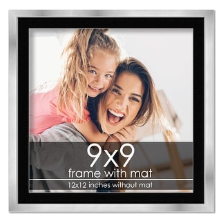 9x9 Frame with Mat - Silver 12x12 Frame Wood Made to Display Print or ...