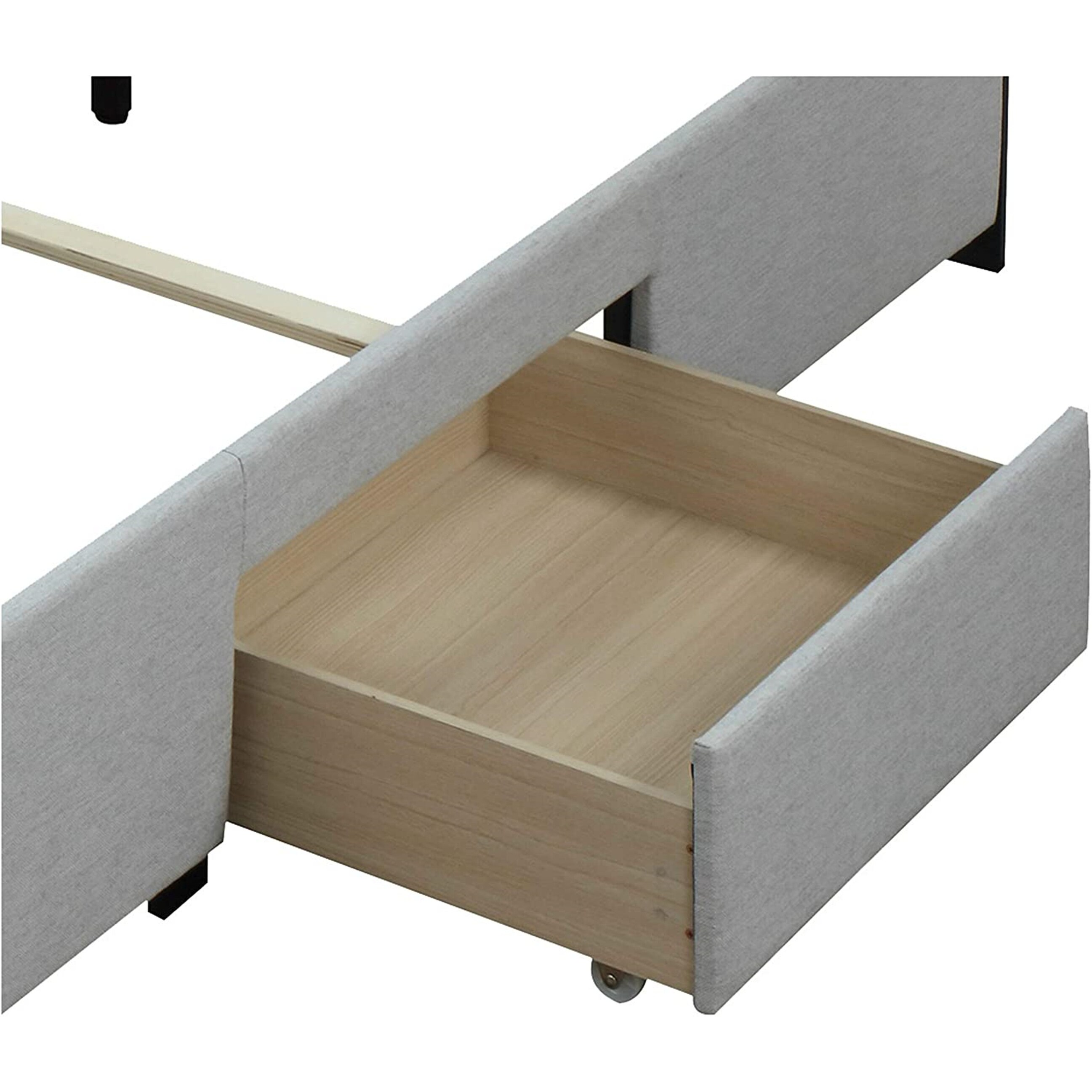 DG Casa Argo Tufted Upholstered Panel Storage Bed Queen in Platinum Fabric