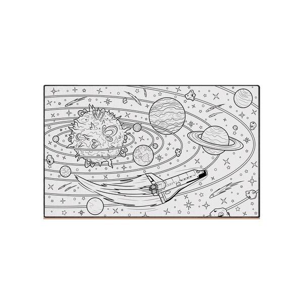 Space Art Kid Coloring Poster Rug Washable Marker Placemat Science ...