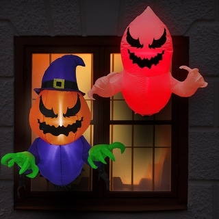 Sunnydaze Pumpkin Jack and Haunted Harold Inflatable Halloween ...