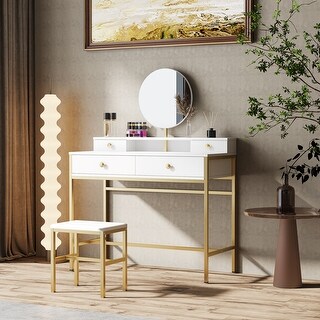 Modern and Simple Vanity with Stool - Bed Bath & Beyond - 37121754