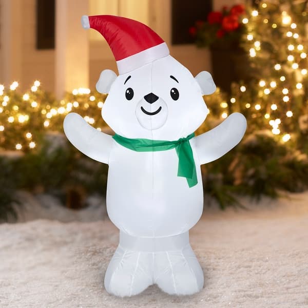 Gemmy Christmas Airblown Inflatable Polar Bear, 4 ft Tall - Bed Bath ...